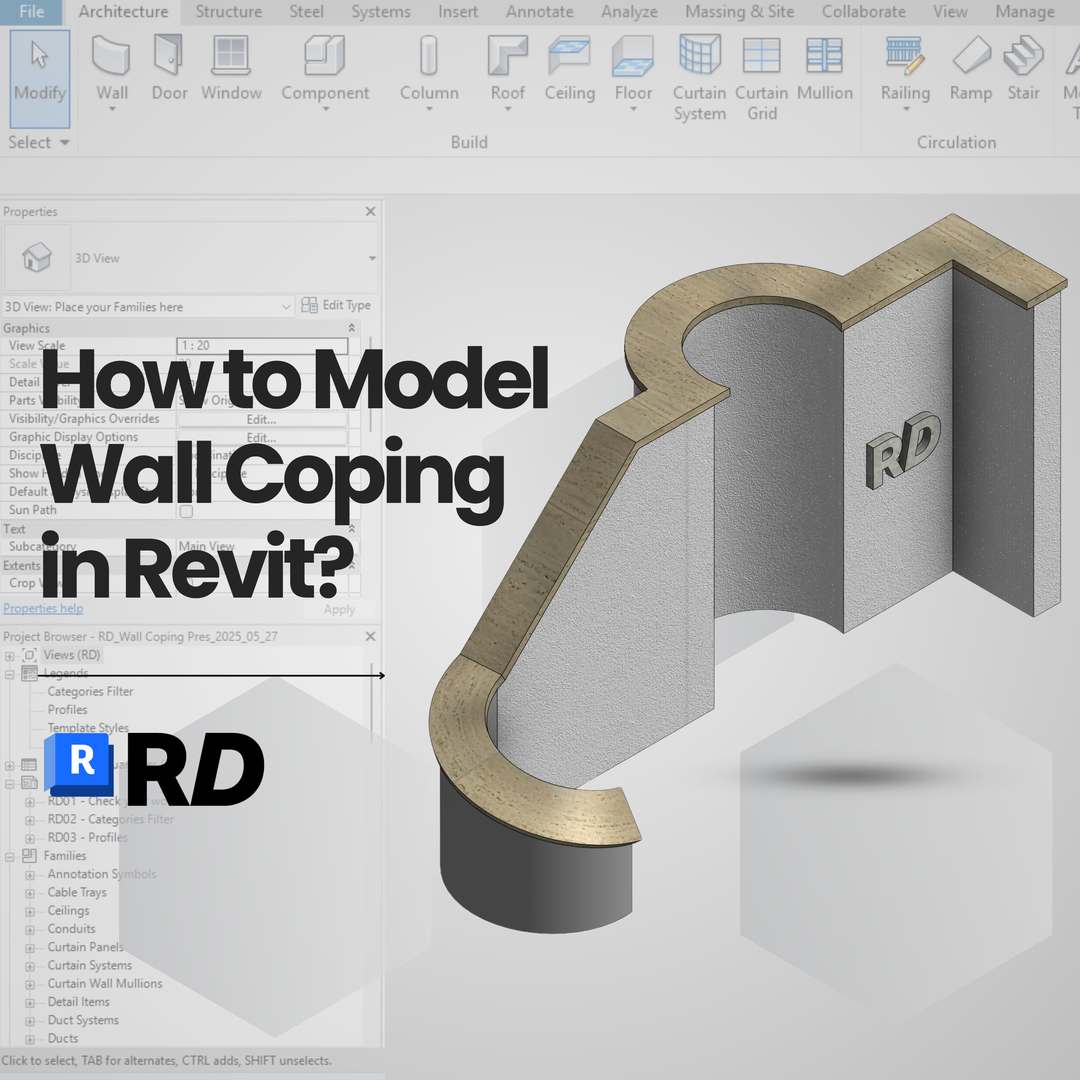 How to Add Wall Coping in Revit (Works on Sloped Walls Too)
