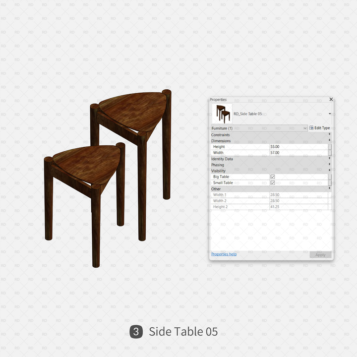 Download Parametric Side Table Revit Families | RD Studio