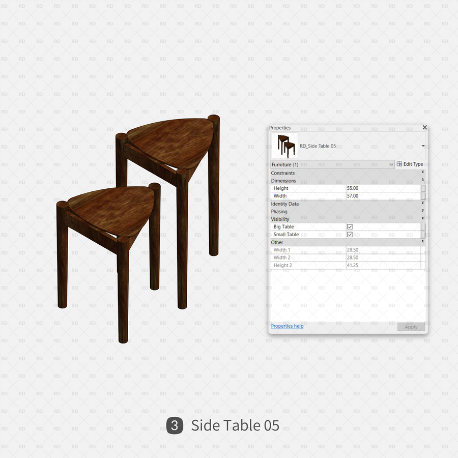 Download Parametric Side Table Revit Families | RD Studio