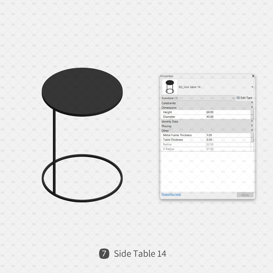 Download Parametric Side Table Revit Families | RD Studio