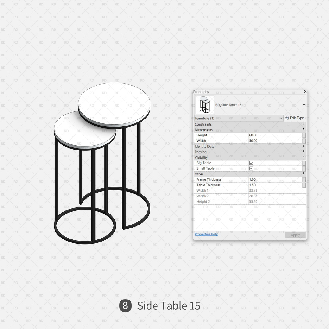 Download Parametric Side Table Revit Families | RD Studio