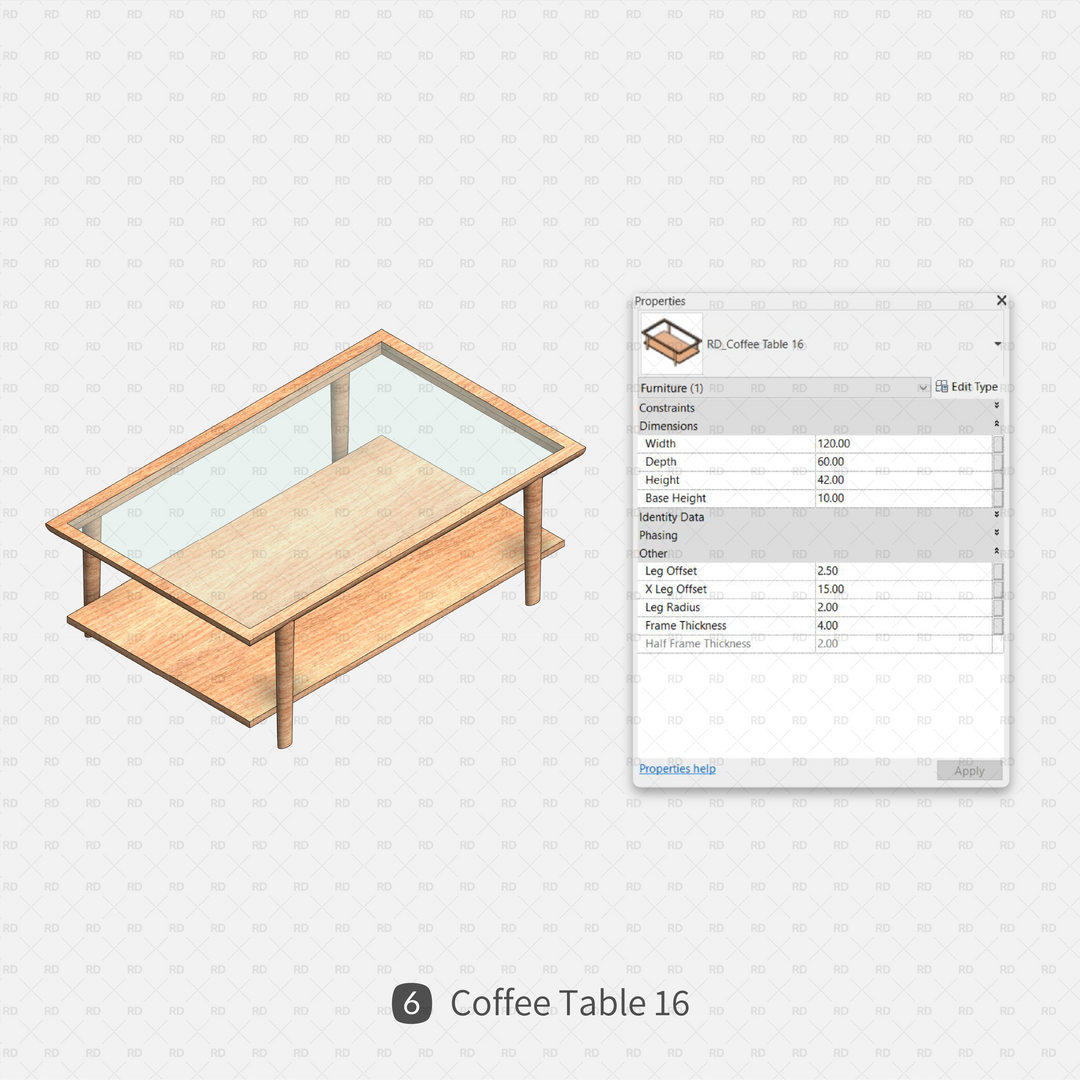 Download Parametric Coffee Table Revit Families | RD Studio