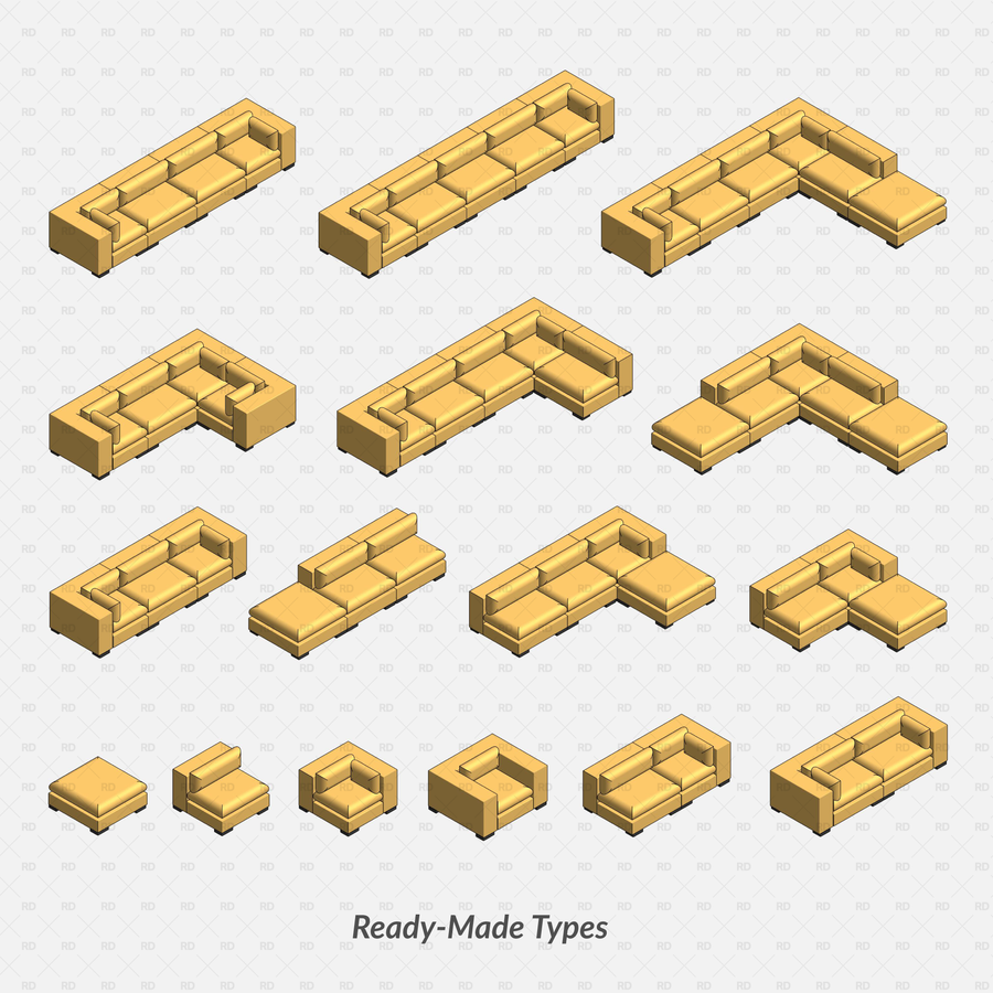 Parametric Modular Sectional Sofa Families for Revit | RD Studio
