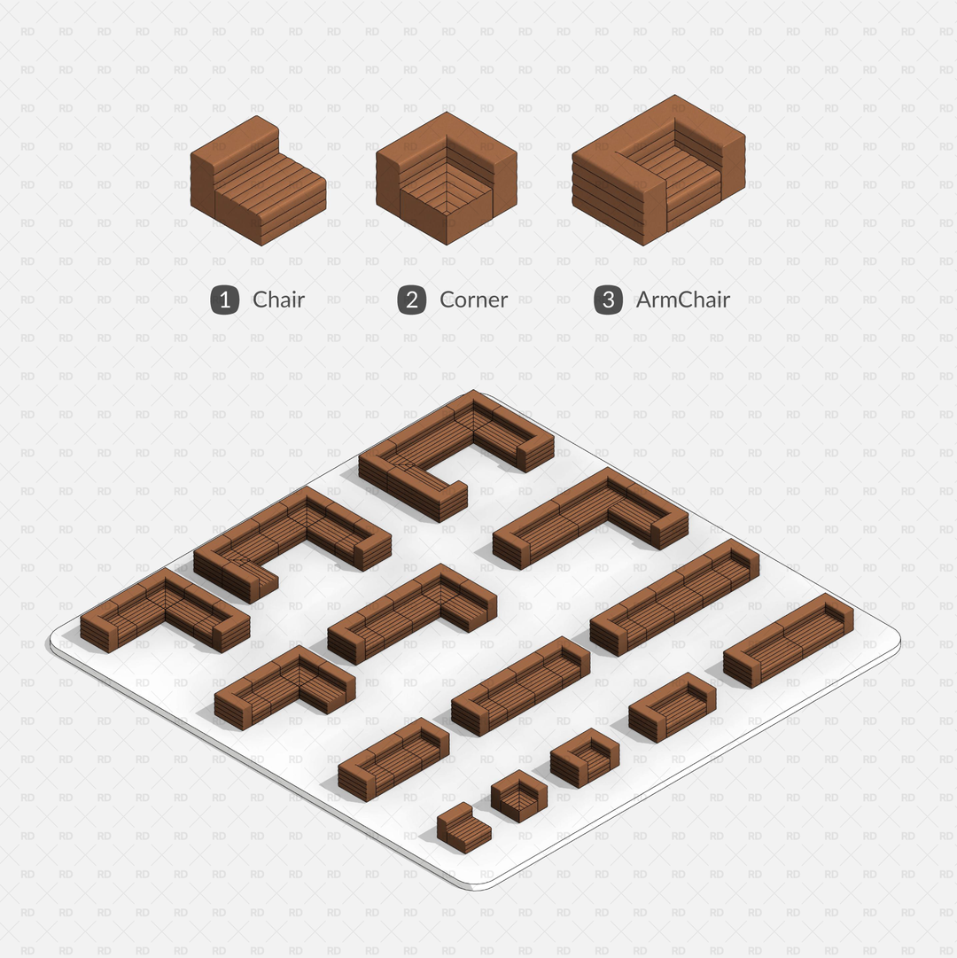 Parametric Modular Sectional Sofa Families for Revit | RD Studio