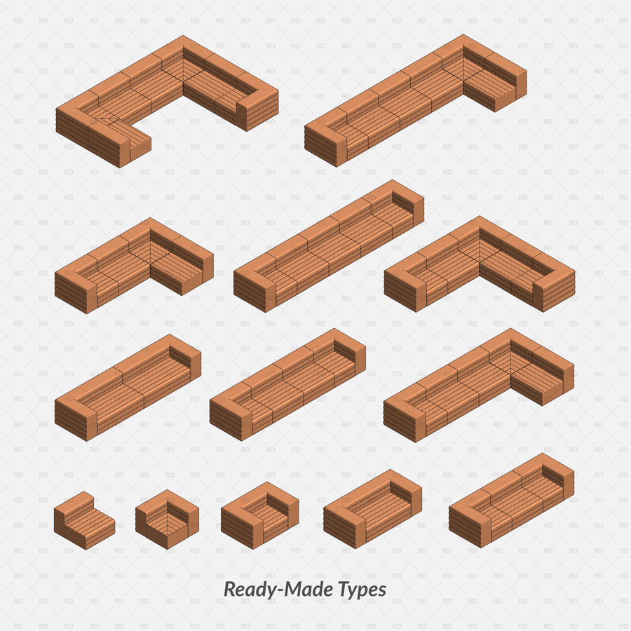 Parametric Modular Sectional Sofa Families for Revit | RD Studio