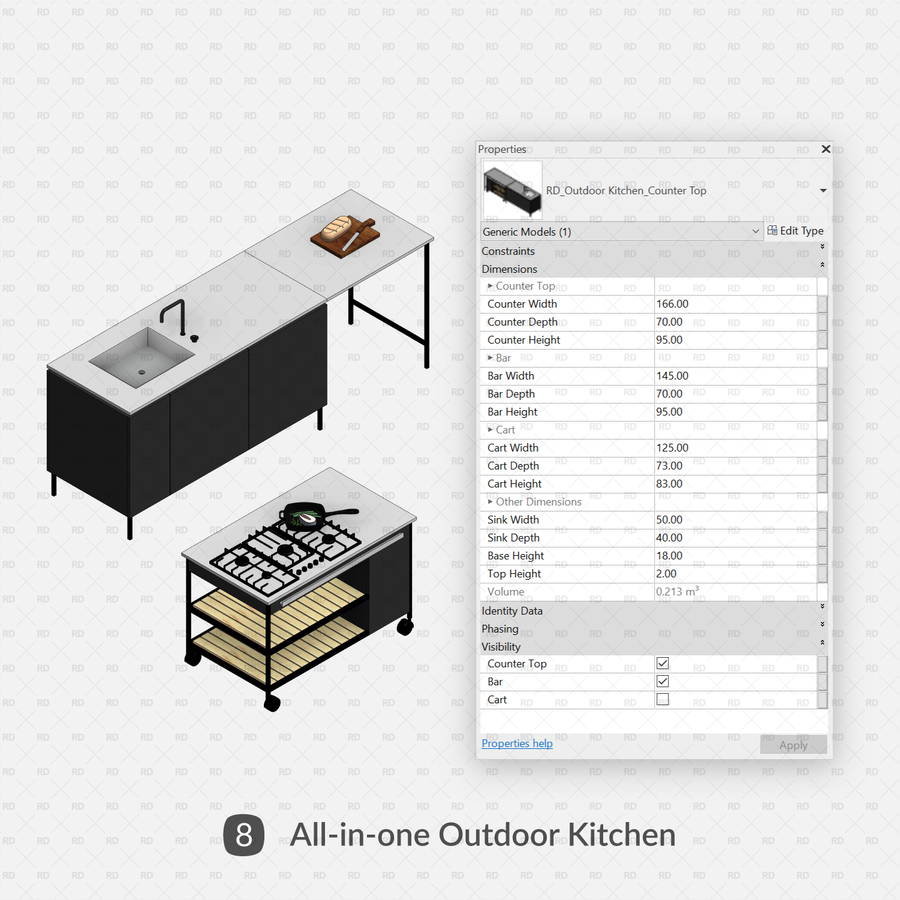 Download Revit Outdoor Kitchen | Revit Families | RD Studio