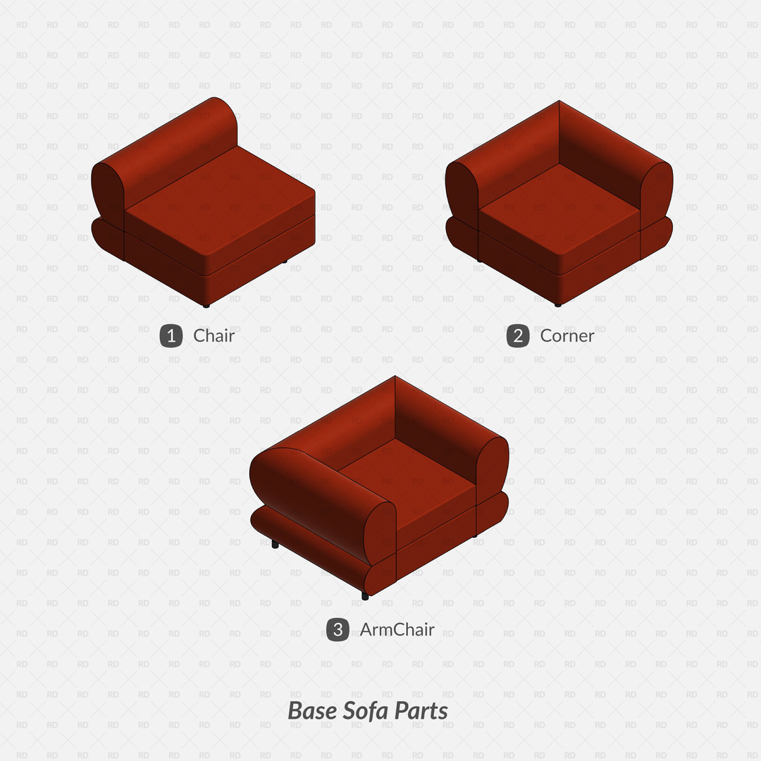 Parametric Modular Sectional Sofa Families for Revit | RD Studio