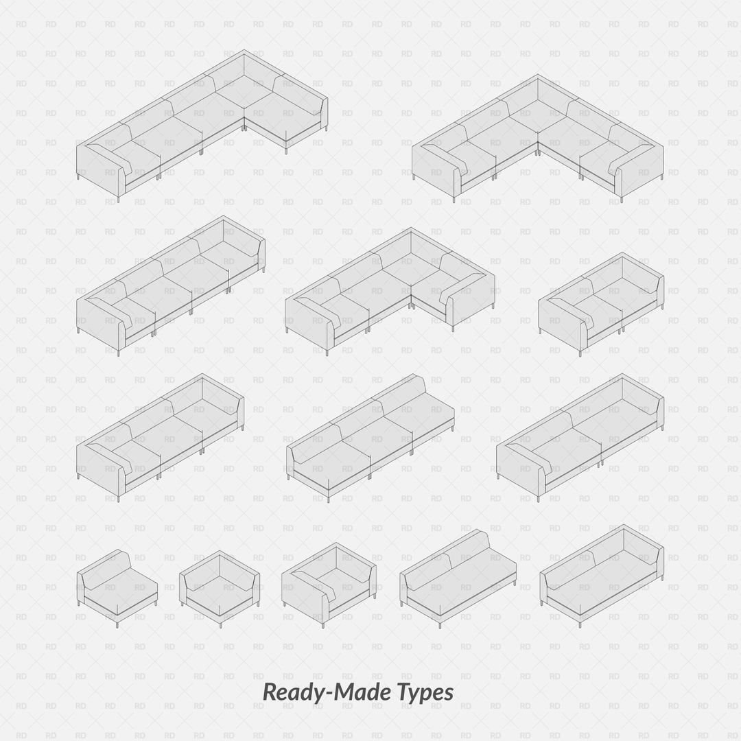 Parametric Modular Sectional Sofa Families for Revit | RD Studio