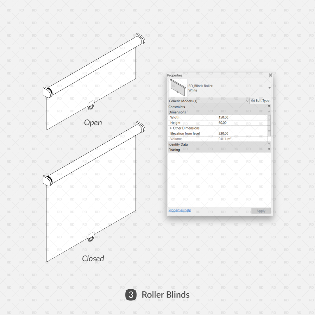 Parametric Curtain & Blinds Revit Families | RD Studio