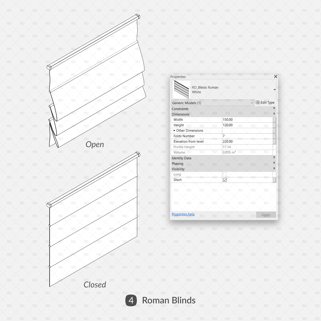 Parametric Curtain & Blinds Revit Families | RD Studio