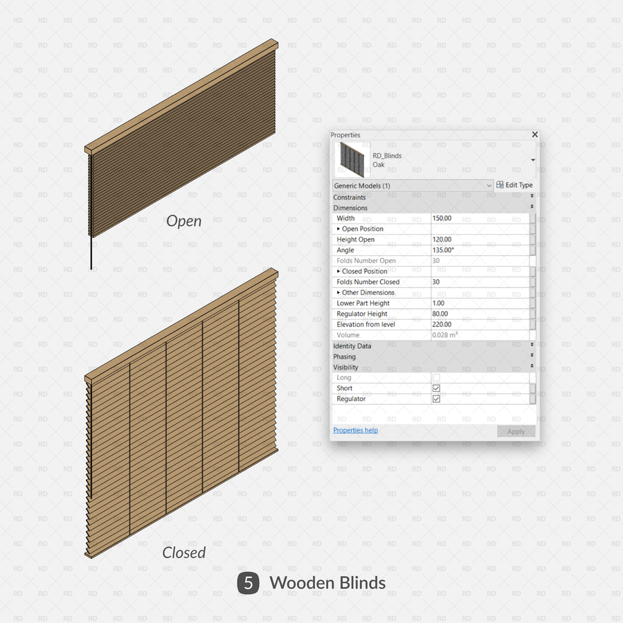 Parametric Curtain & Blinds Revit Families | RD Studio