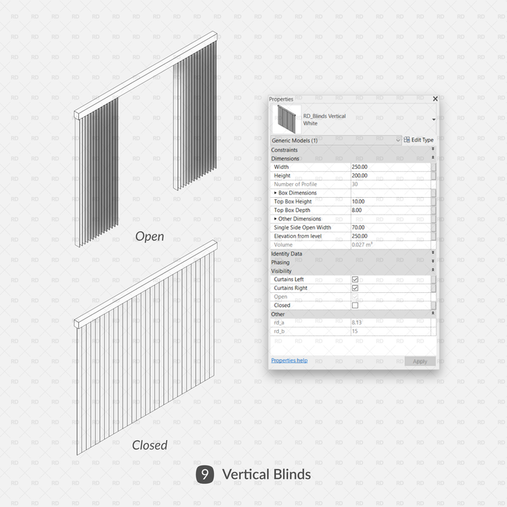 Parametric Curtain & Blinds Revit Families | RD Studio