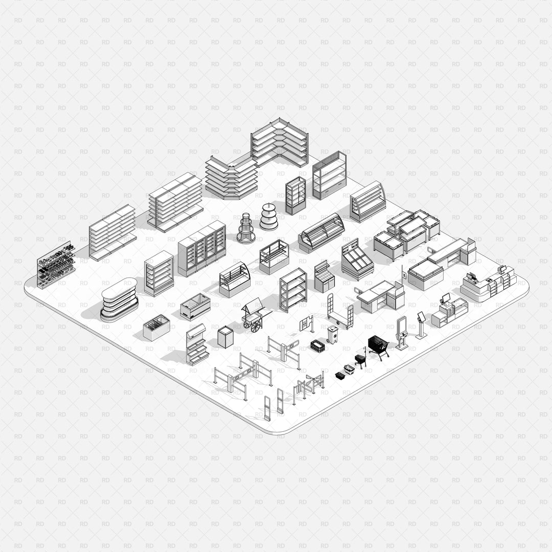 Revit Supermarket and Grocery Store Equipment Families | RD Studio