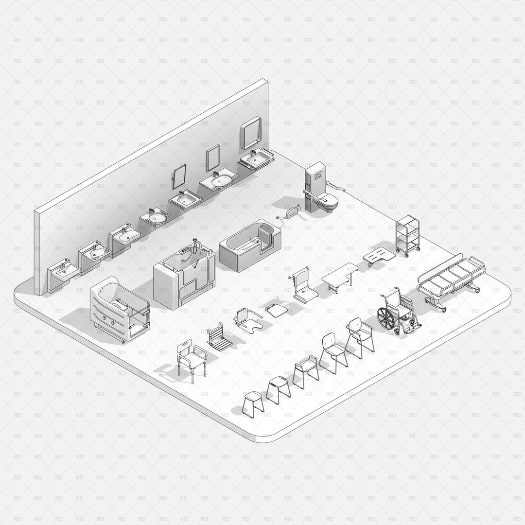 Revit Accessible Bathroom Equipment Families | RD Studio