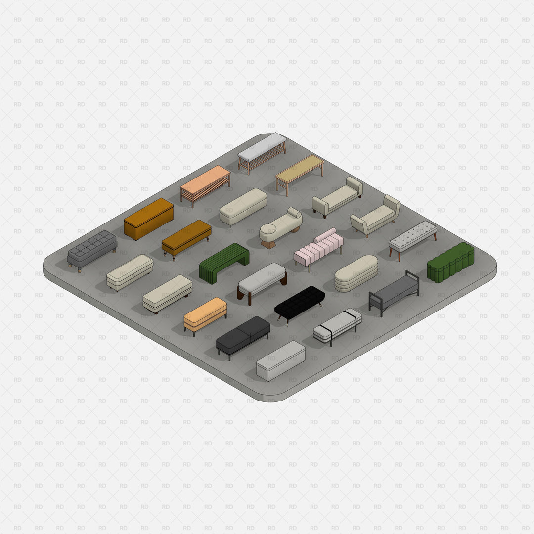 Download Free Revit Bedroom Benches Family - Bench 01 | RD Studio