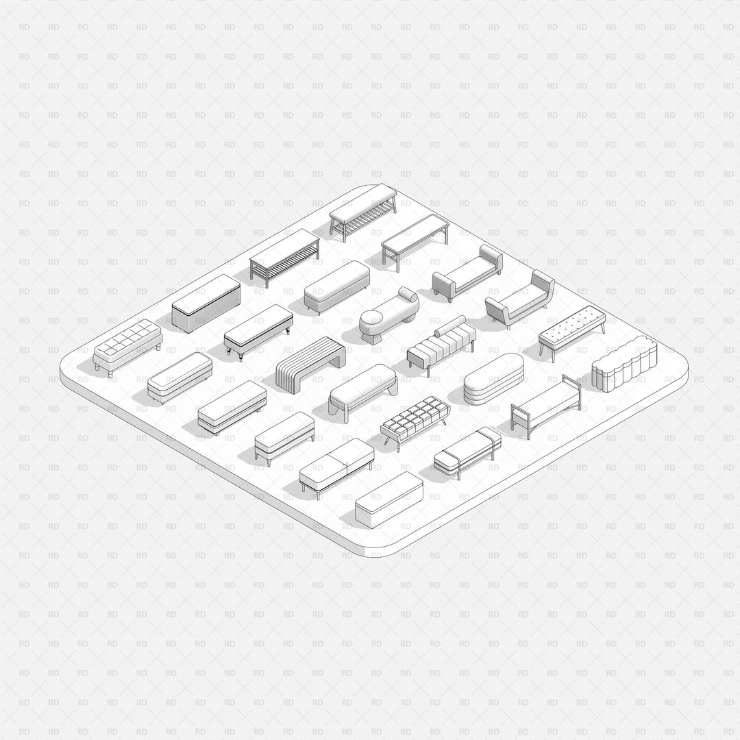 Download Free Revit Bedroom Benches Family - Bench 01 | RD Studio