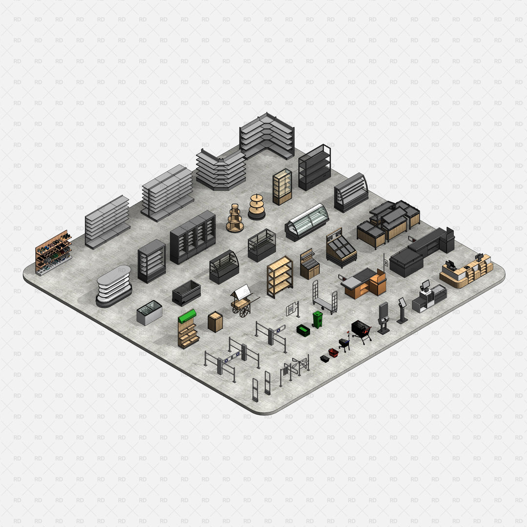 Revit Supermarket and Grocery Store Equipment Families | RD Studio