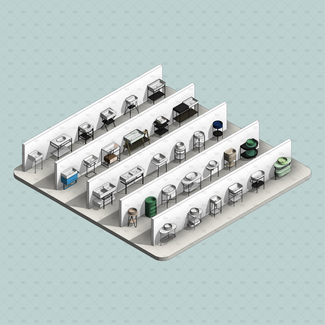 31 Console & Wash Basin Revit Families (.RFA) | Round & Square