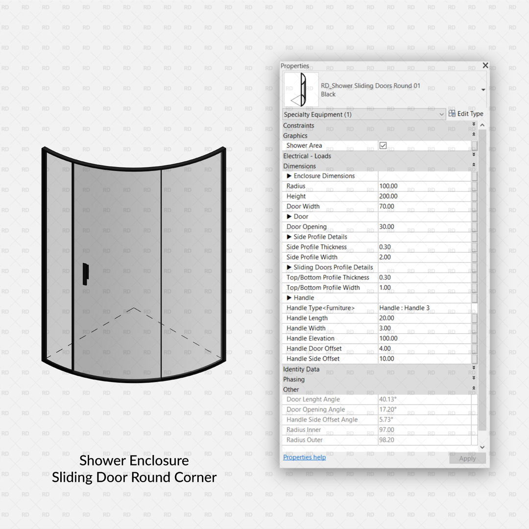 Revit Shower Enclosure Doors Families | Download | RD Studio