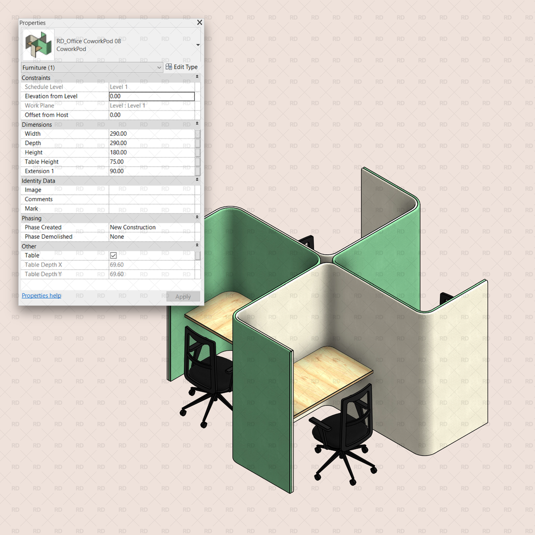 Download Parametric Revit Families - Office Pods | RD Studio