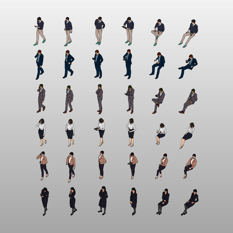 Revit People - 3D Realistic Business People (41 Types)
