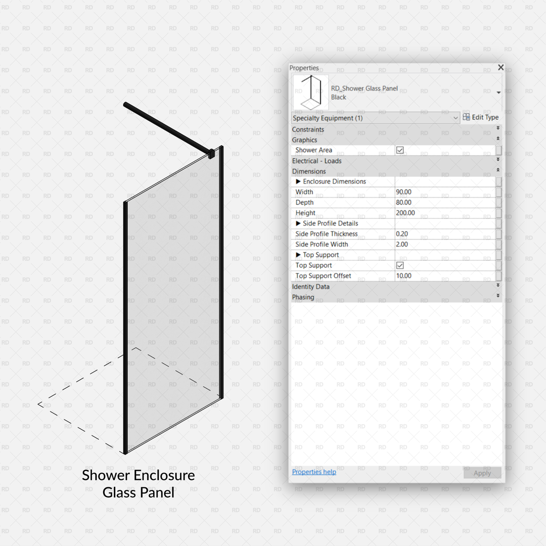 Revit Shower Enclosure Doors Families | Download | RD Studio