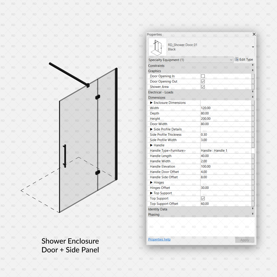 Revit Shower Enclosure Doors Families | Download | RD Studio