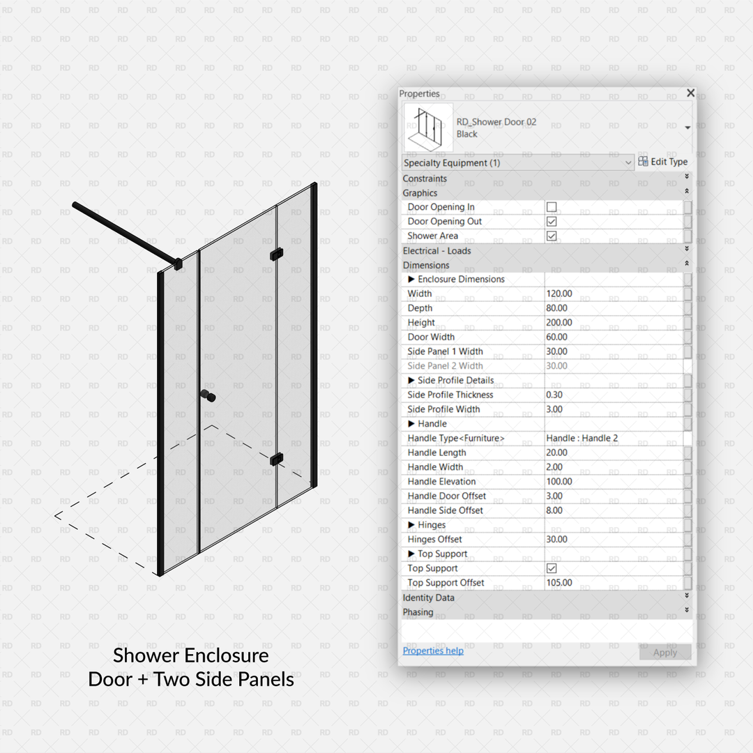 Revit Shower Enclosure Doors Families | Download | RD Studio
