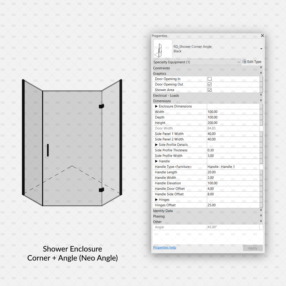 Revit Shower Enclosure Doors Families | Download | RD Studio