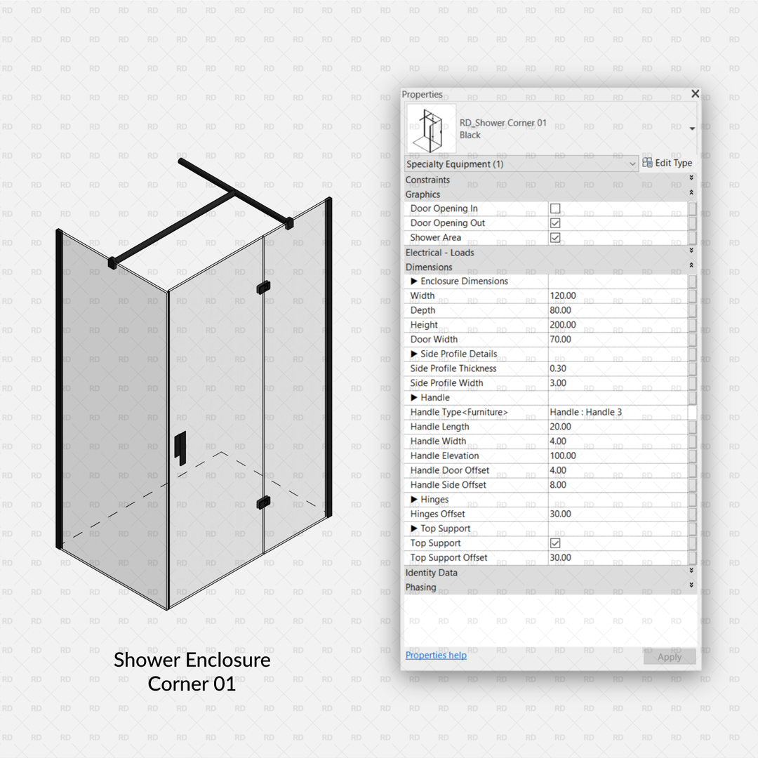 Revit Shower Enclosure Doors Families | Download | RD Studio