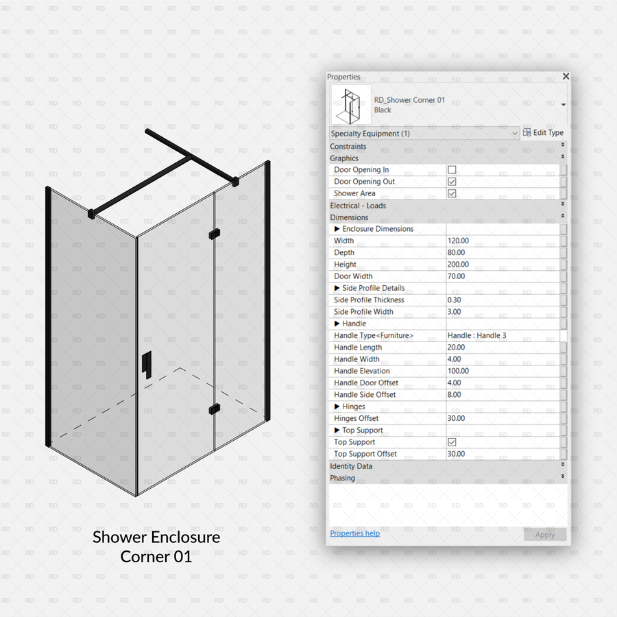 Revit Shower Enclosure Doors Families | Download | RD Studio