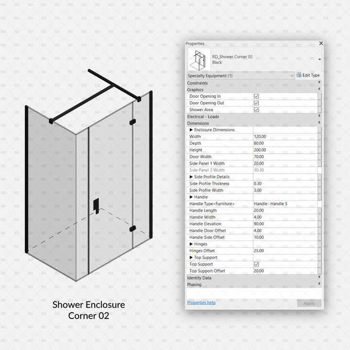 Revit Shower Enclosure Doors Families | Download | RD Studio
