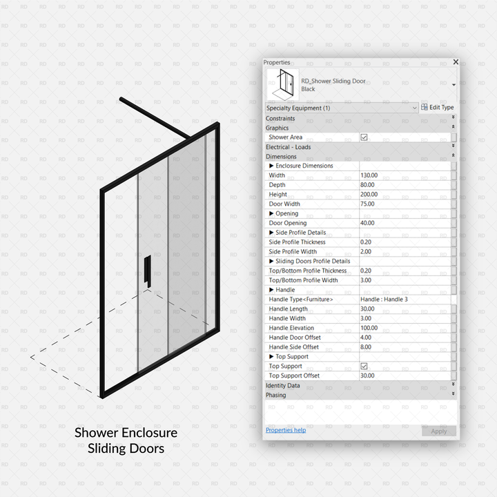 Revit Shower Enclosure Doors Families | Download | RD Studio
