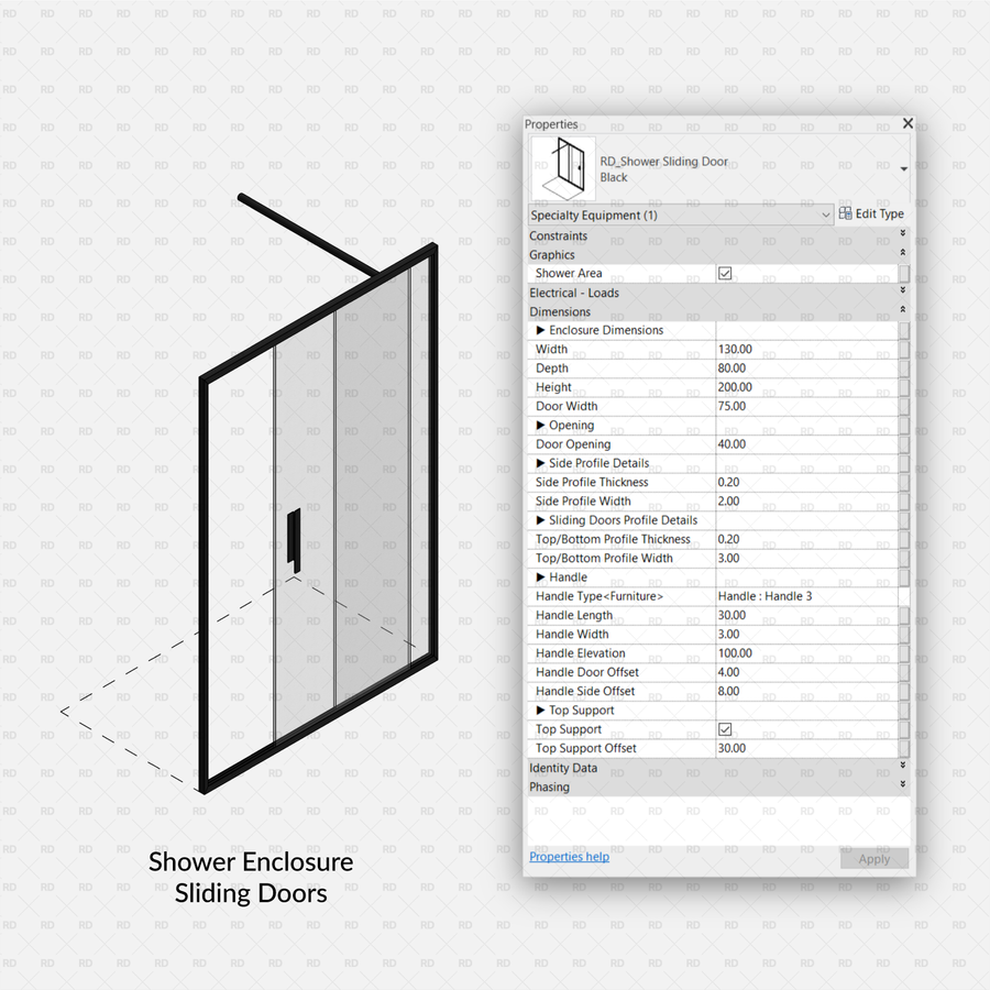 Revit Shower Enclosure Doors Families | Download | RD Studio