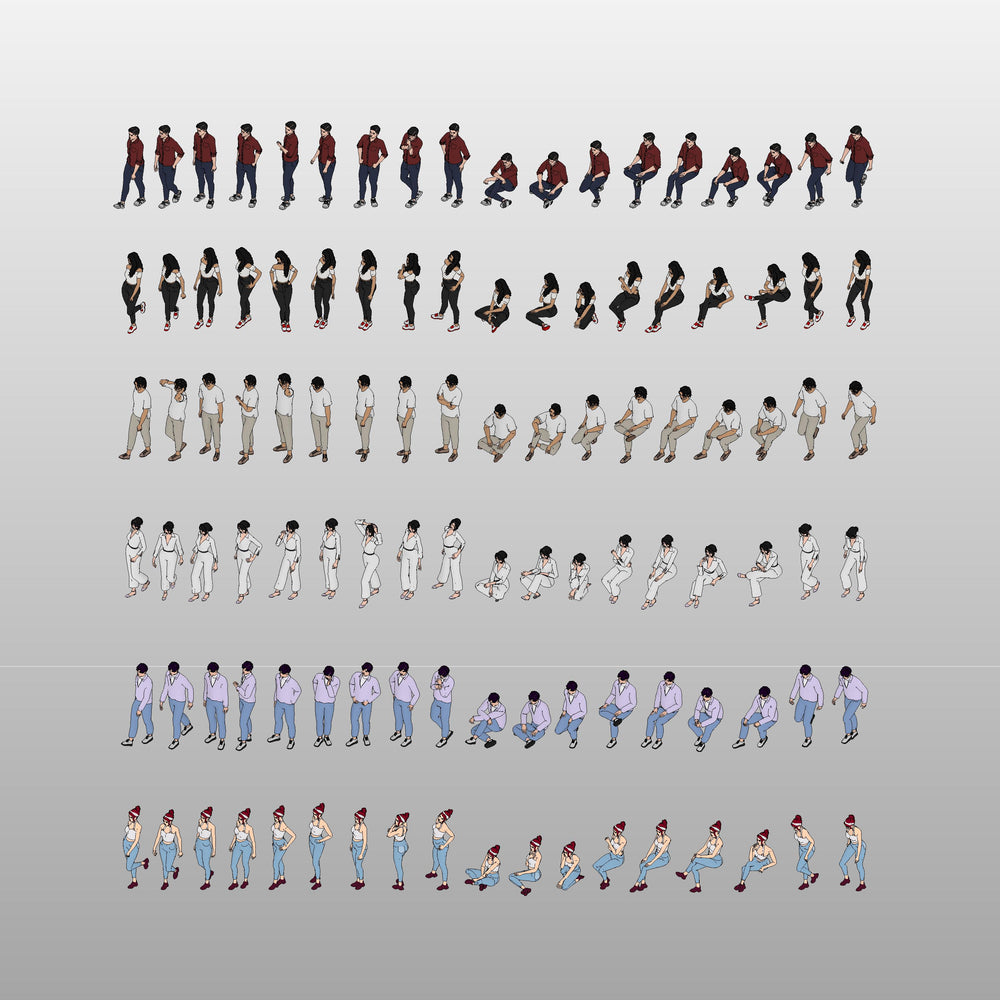 Revit People - 3D Realistic Casual People (108 Types)
