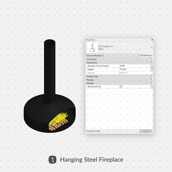 Download 8 Fireplace Revit Families | Generic Model | RD Studio
