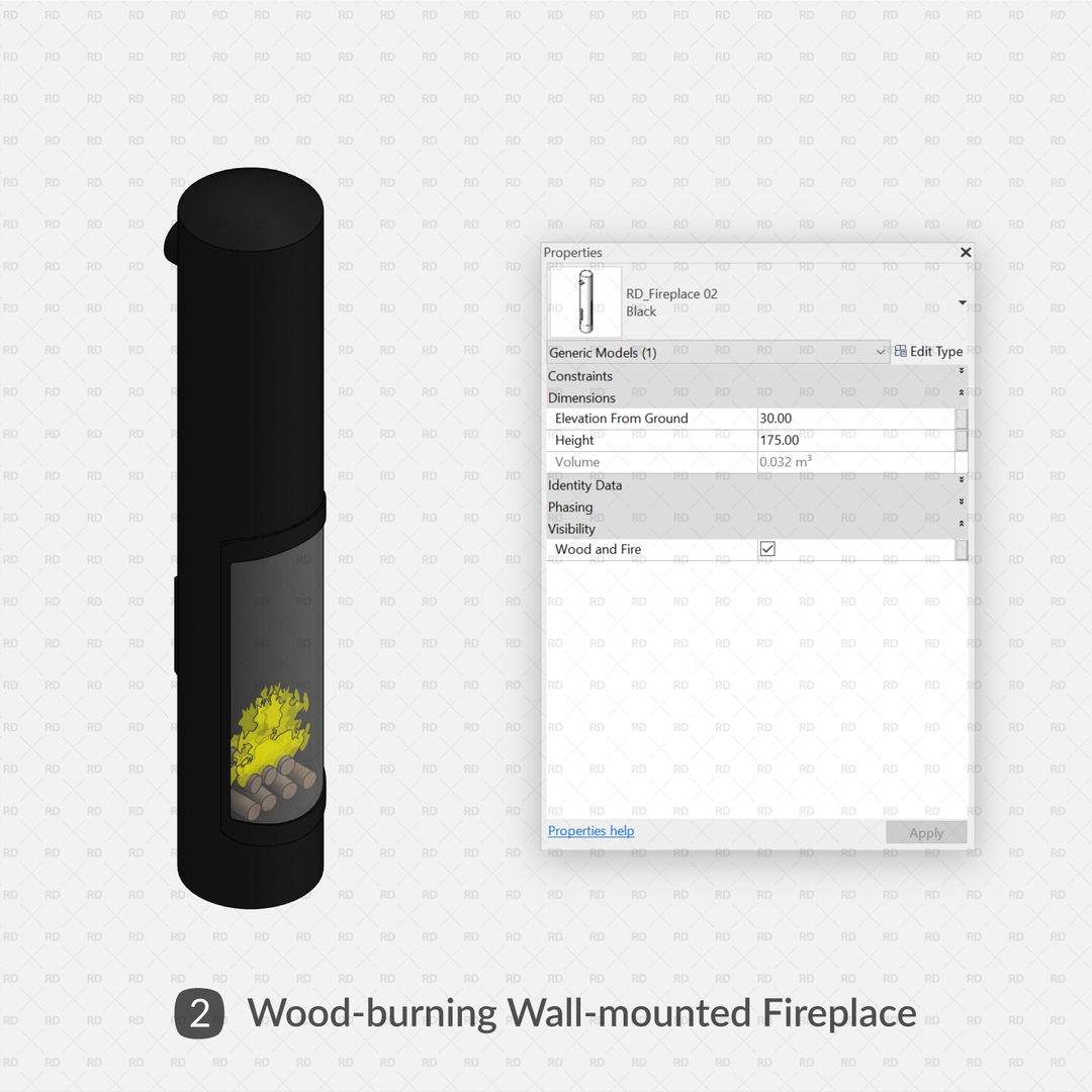 Download 8 Fireplace Revit Families | Generic Model | RD Studio