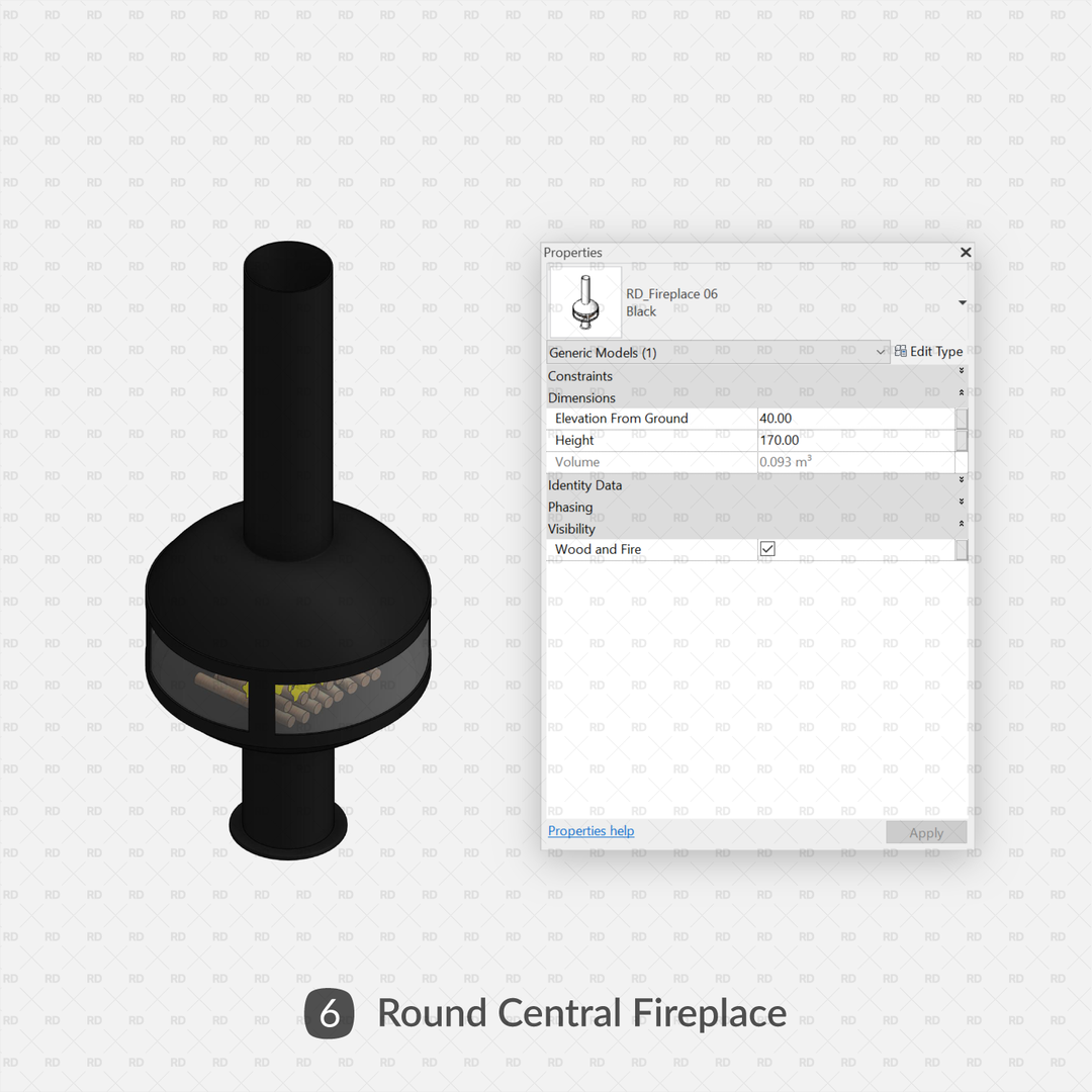 Download 8 Fireplace Revit Families | Generic Model | RD Studio