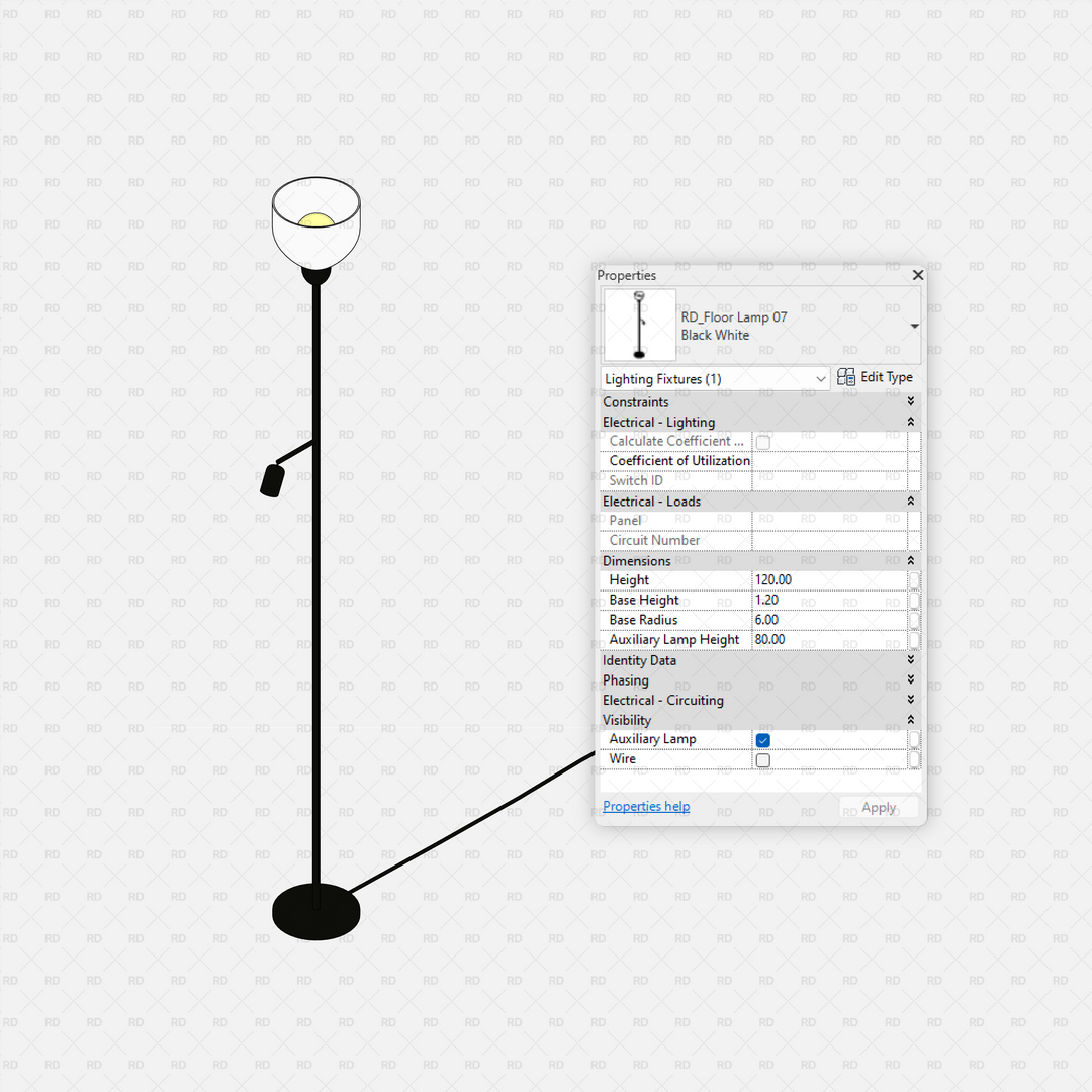 Download Free Floor Lamp Revit Families | Lighting Fixtures | RD Studio