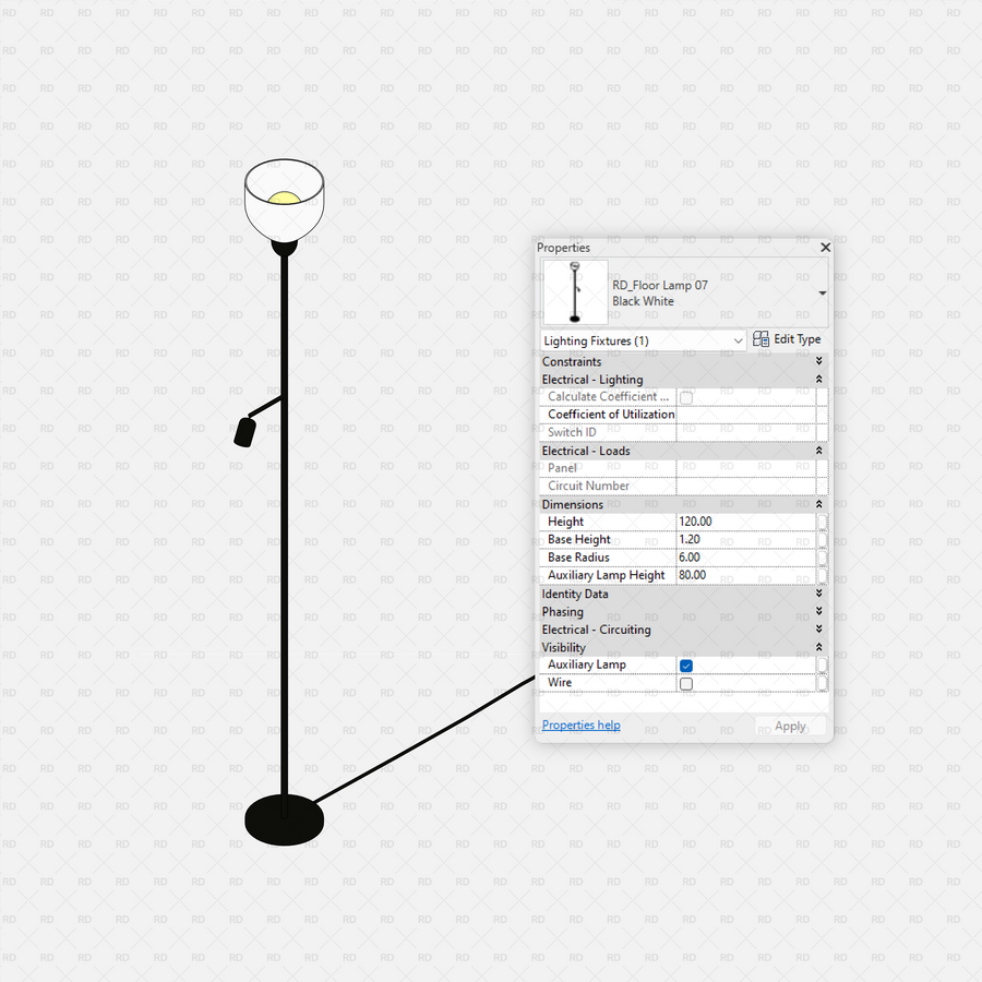 Download Free Floor Lamp Revit Families | Lighting Fixtures | RD Studio