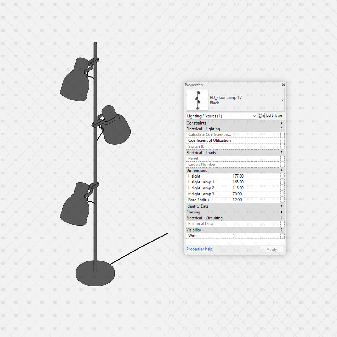 Download Free Floor Lamp Revit Families | Lighting Fixtures | RD Studio