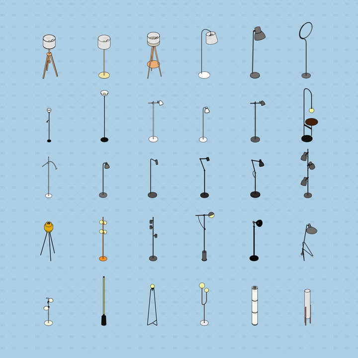 Download Free Floor Lamp Revit Families | Lighting Fixtures | RD Studio