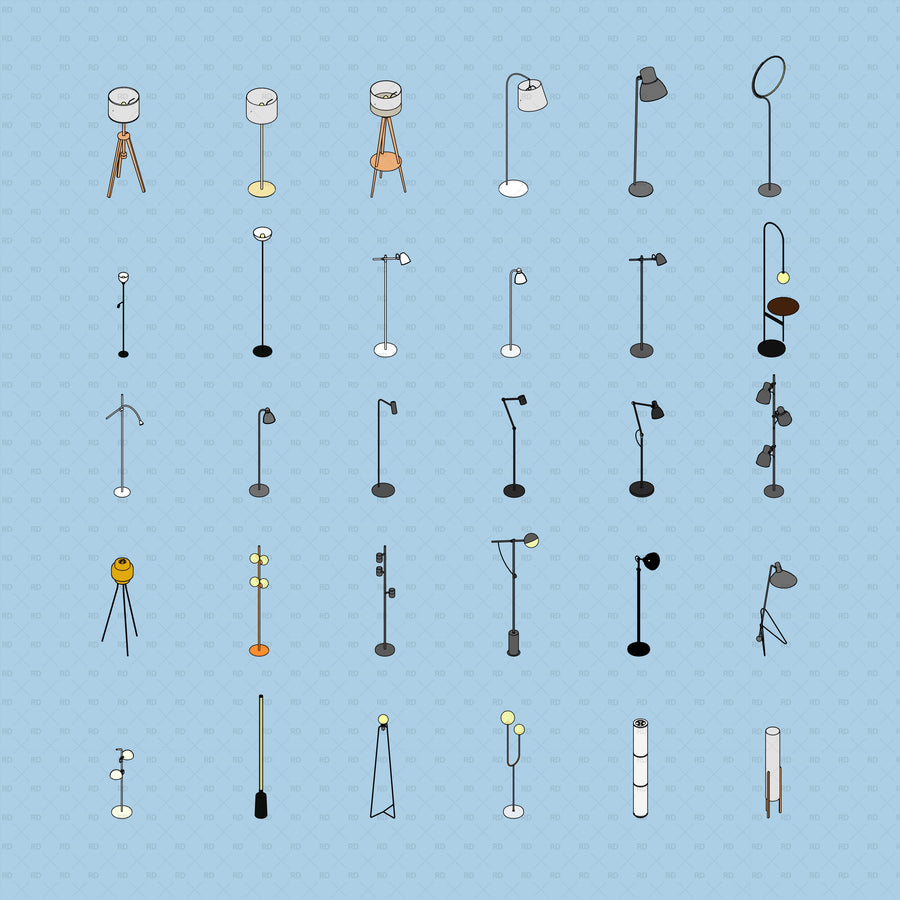 Download Free Floor Lamp Revit Families | Lighting Fixtures | RD Studio