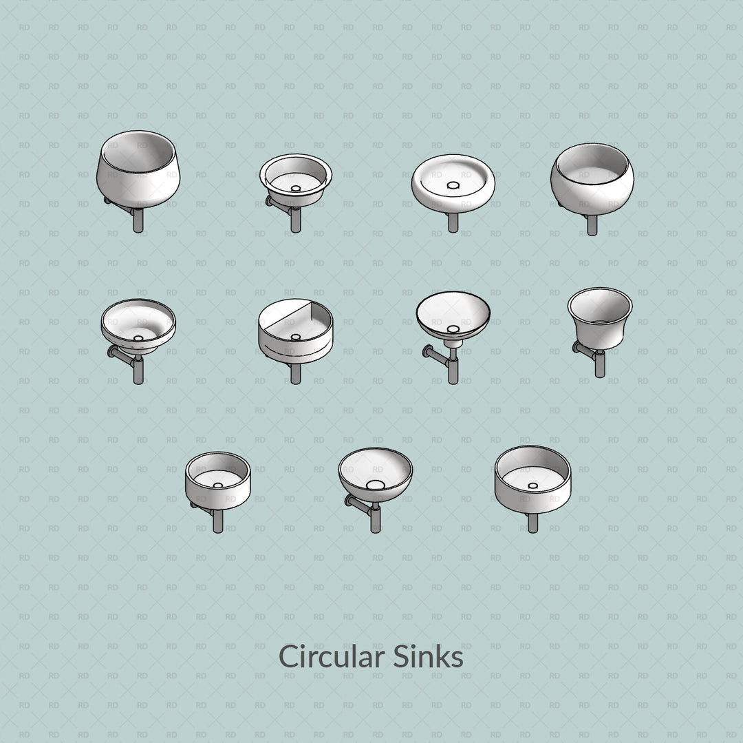 47 Countertop Bathroom Sink Revit Families (.RFA) | Parametric