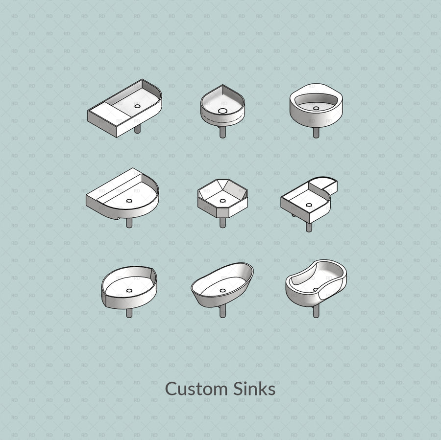 47 Countertop Bathroom Sink Revit Families (.RFA) | Parametric