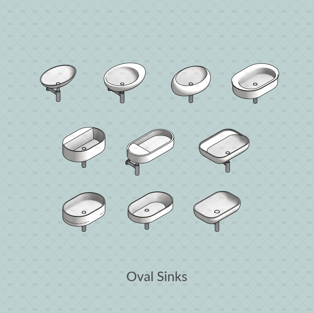47 Countertop Bathroom Sink Revit Families (.RFA) | Parametric