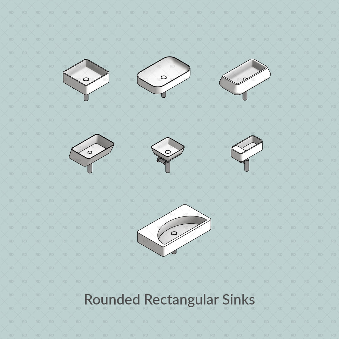 47 Countertop Bathroom Sink Revit Families (.RFA) | Parametric