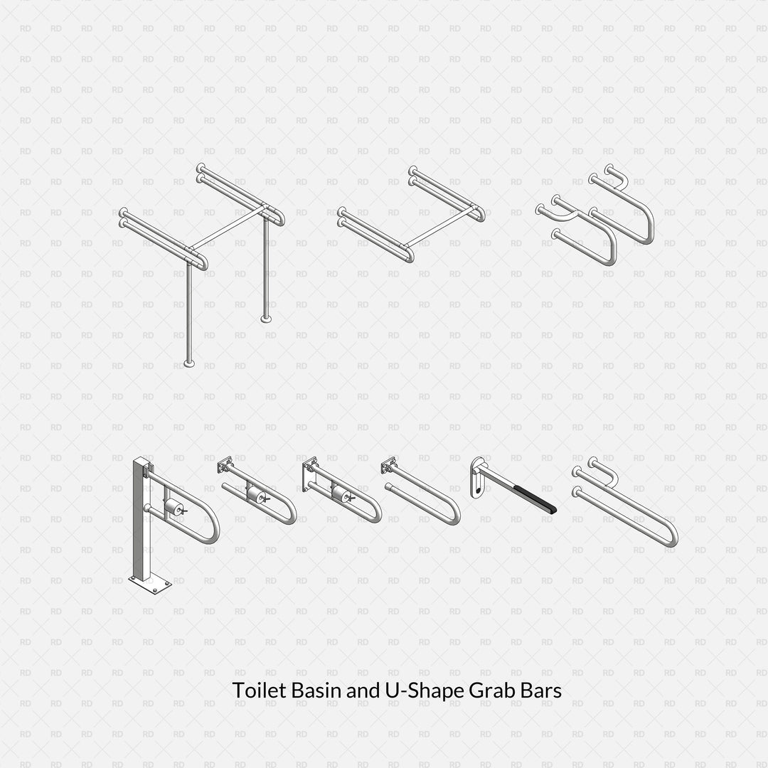 Revit ADA Grab Bars | 31 Families | RD Studio