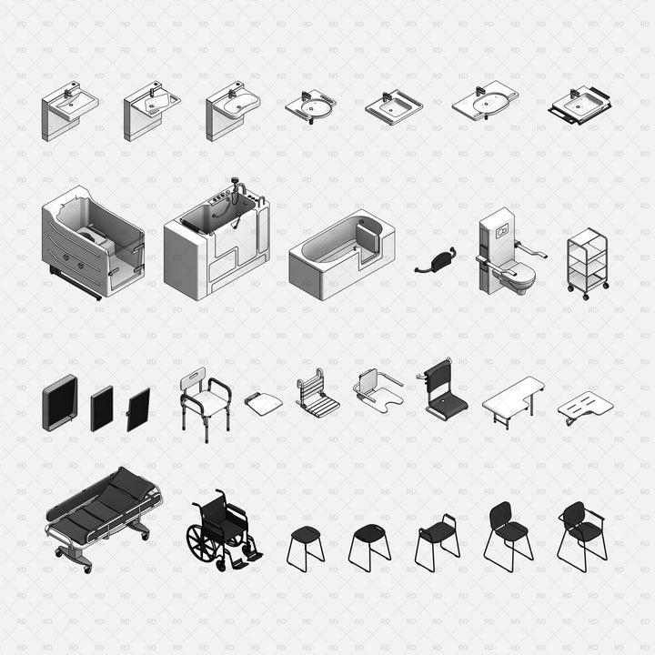 Revit Accessible Bathroom Equipment Families | RD Studio
