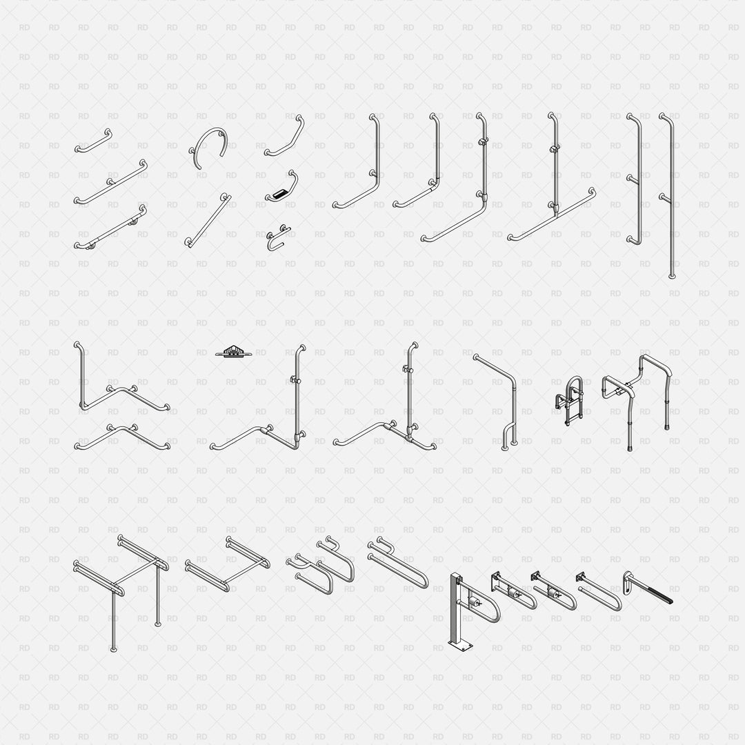 Revit ADA Grab Bars | 31 Families | RD Studio